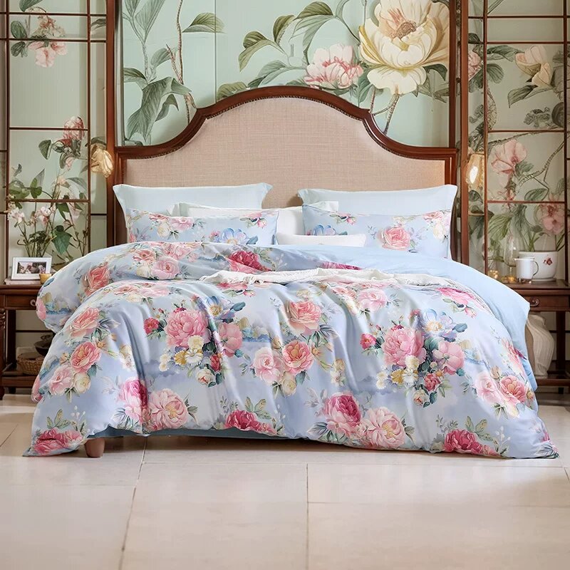 Комплект постельного белья Fuanna Home Textiles из 4 предметов, 60 нитей, из длинноволокнистого хлопка, сатин, класса