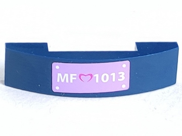Slope, Curved 4 x 1 x 2/3 Double with 'MF 1013' Pattern (Sticker) - Set 41013, 93273pb077 Dark Blue U