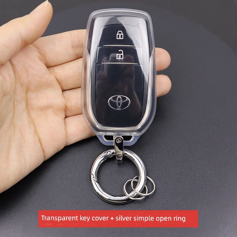 Прозрачный чехол для ключей Toyota Venza 2022-2025 с серебристым простым открытым кольцом, защитная конструкция