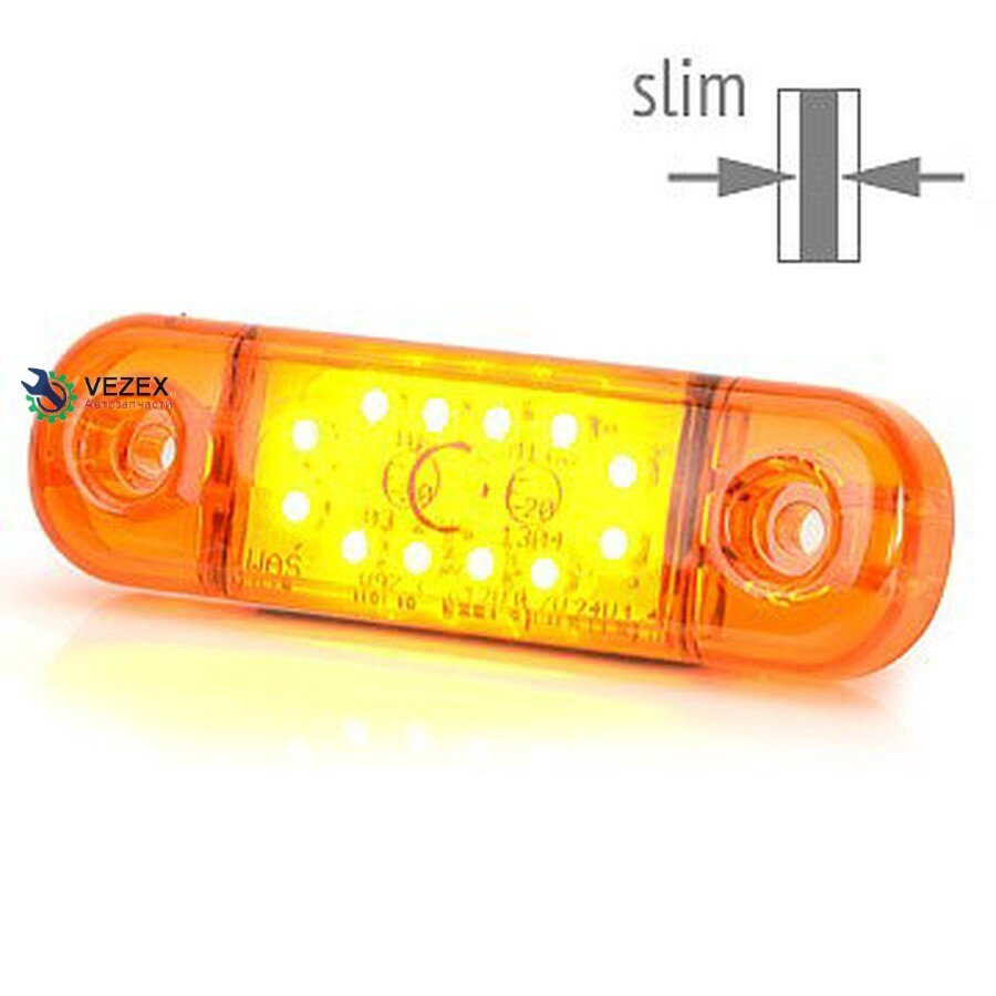 WAS 714 фонарь габаритный боковой ! желтый 12V-24V LED провод 23cm \