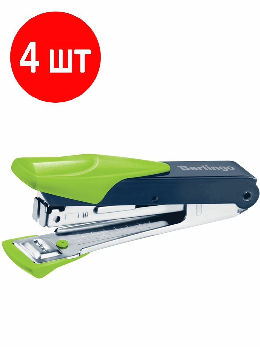 Степлер "Power TX" до 20л, 4 штуки, металлический корпус, зеленый