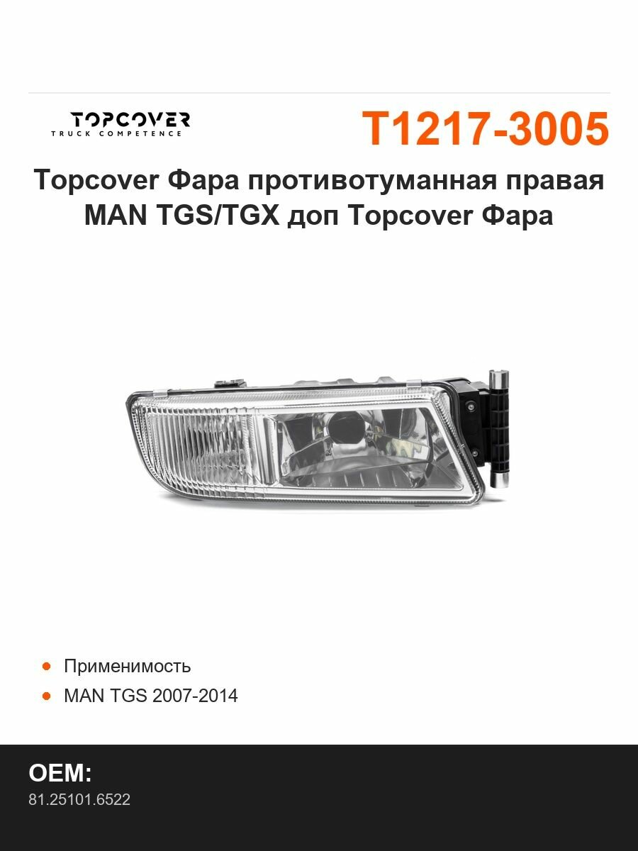 Topcover Фара противотуманная правая MAN TGS/TGX доп Topcover Фара