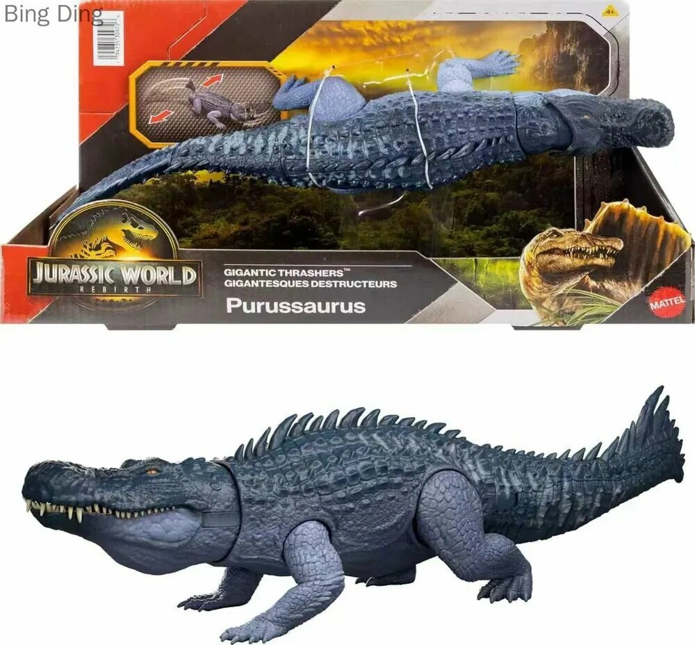 Mattel Jurassic World Rebirth Гигантская фигурка динозавра Трэшера, игрушка крупного вида Пуруссавр от Mattel