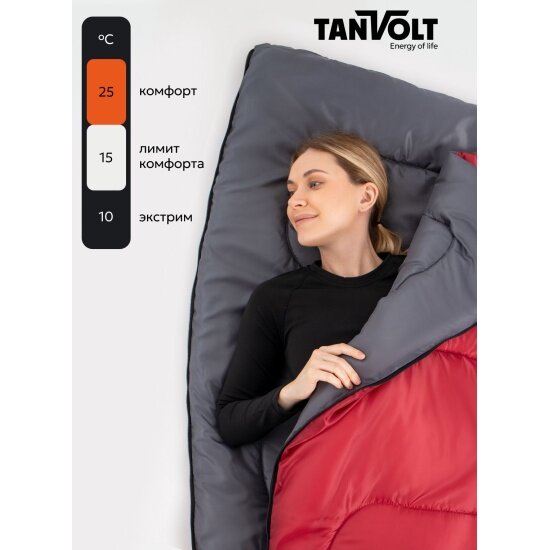 Спальный мешок Tanvolt Simple туристический кемпинговый, летний, красный