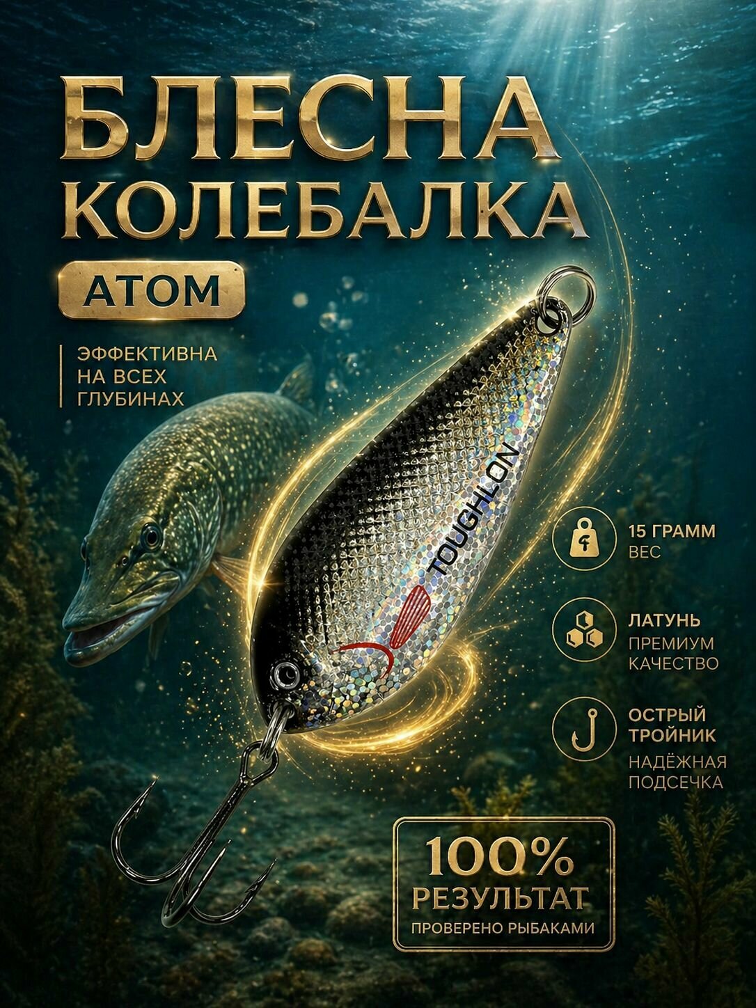 Блесна колебалка атом на щуку, жереха и судака