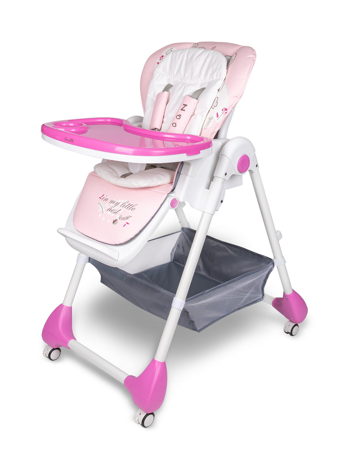 Детский стульчик Sevillababy "ZOO", розовый, зайчик, 3 в 1, 7 уровней высоты, 5-ти точечные ремни