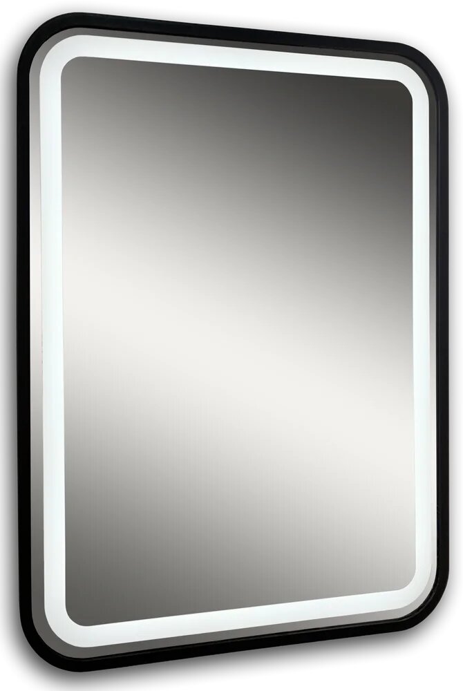 Зеркало Silver Mirrors Мальта Лофт 60х80 со светодиодной подсветкой, 60 см, с сенсорным управлением, черное, зеркало настенное в ванную, лофт