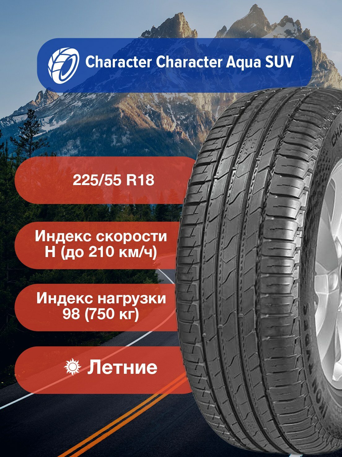 Легковые Летние Шины Ikon Character Aqua SUV 225/55 R18 98H-T743141 для легковых автомобилей и кроссоверов