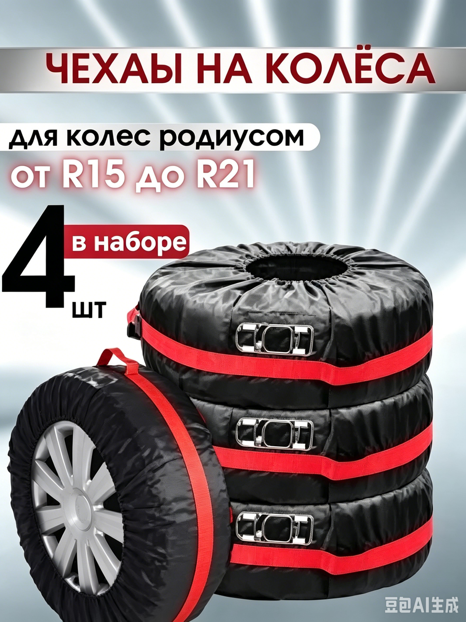 Чехлы для автомобильных колес Многоразовый чехол для шин, комплект /Чехлы для транспортировки и хранения R15-21