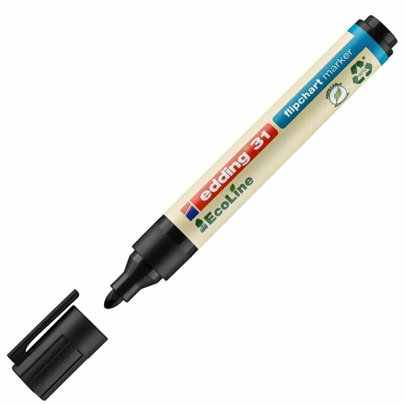 Маркер для флипчартов EDDING 31/1 Ecoline, 1,5-3 мм, черный, 1183269