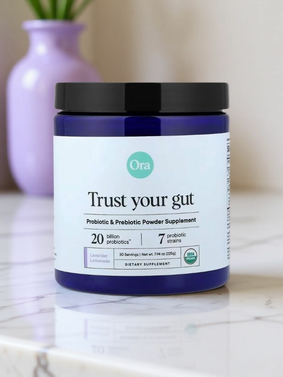 Ora, Trust Your Gut, веганский порошок с пробиотиками и пребиотиками, со вкусом лавандового лимонада, 20 млрд КОЕ, 225 г