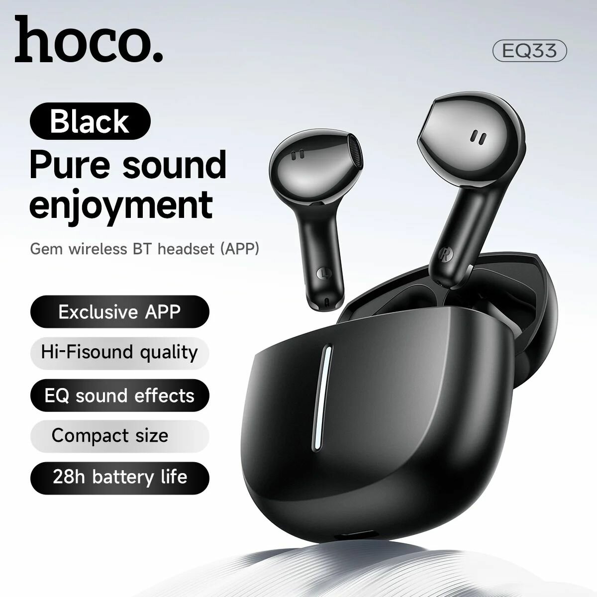 HOCO EQ33 Беспроводная Bluetooth-гарнитура с микрофоном, управляемая приложением