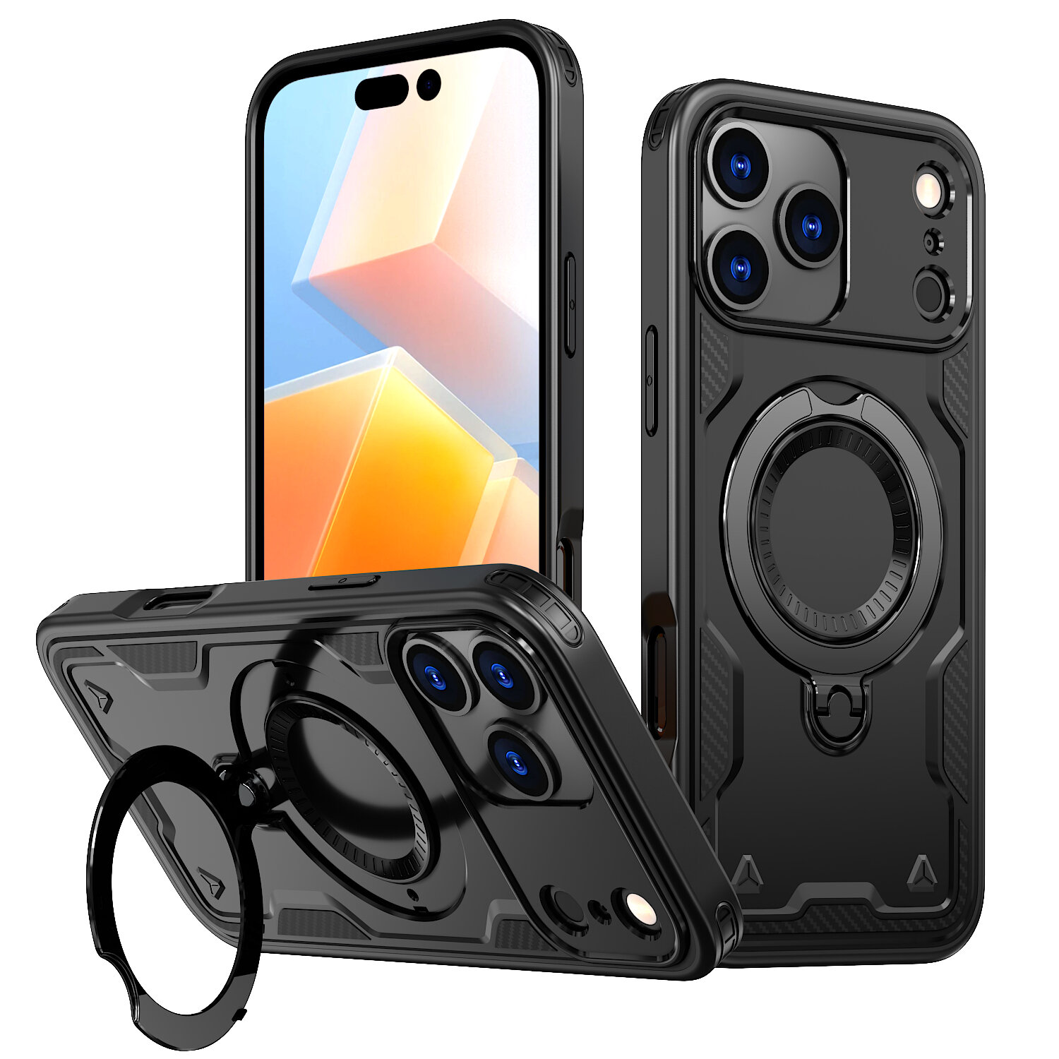Чехол для Apple iPhone 17 Pro Max / Айфон 17 Про Макс, soft touch, чехол-кардиомонитор, поликарбонат (PC), защита камеры, ударопрочный, встроенная подставка, усиленные углы, Apple, Apple iPhone 17 Pro Max