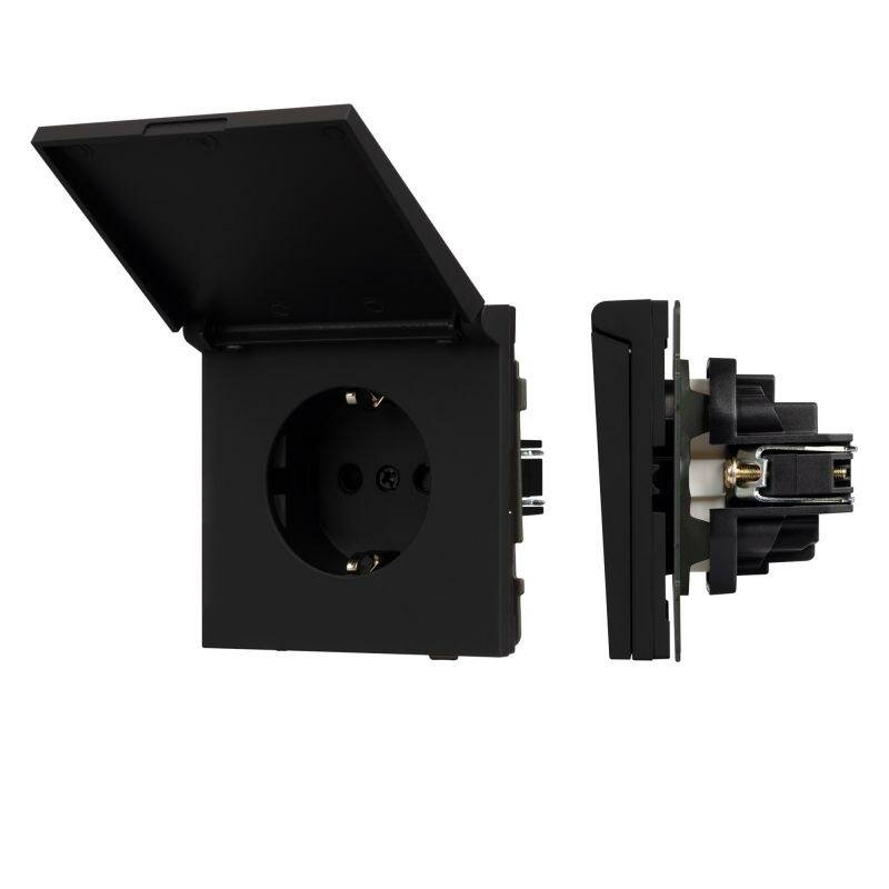 Розетка 1-м СП SCT-TENDO-MCP-SFPL-BK 16А IP44 230В влагозащ. механизм Arlight 054599