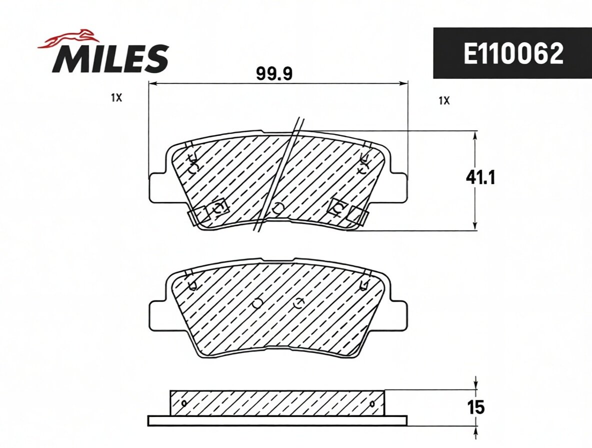 Колодки тормозные дисковые, комплект "Semi-Metallic" Miles E110062