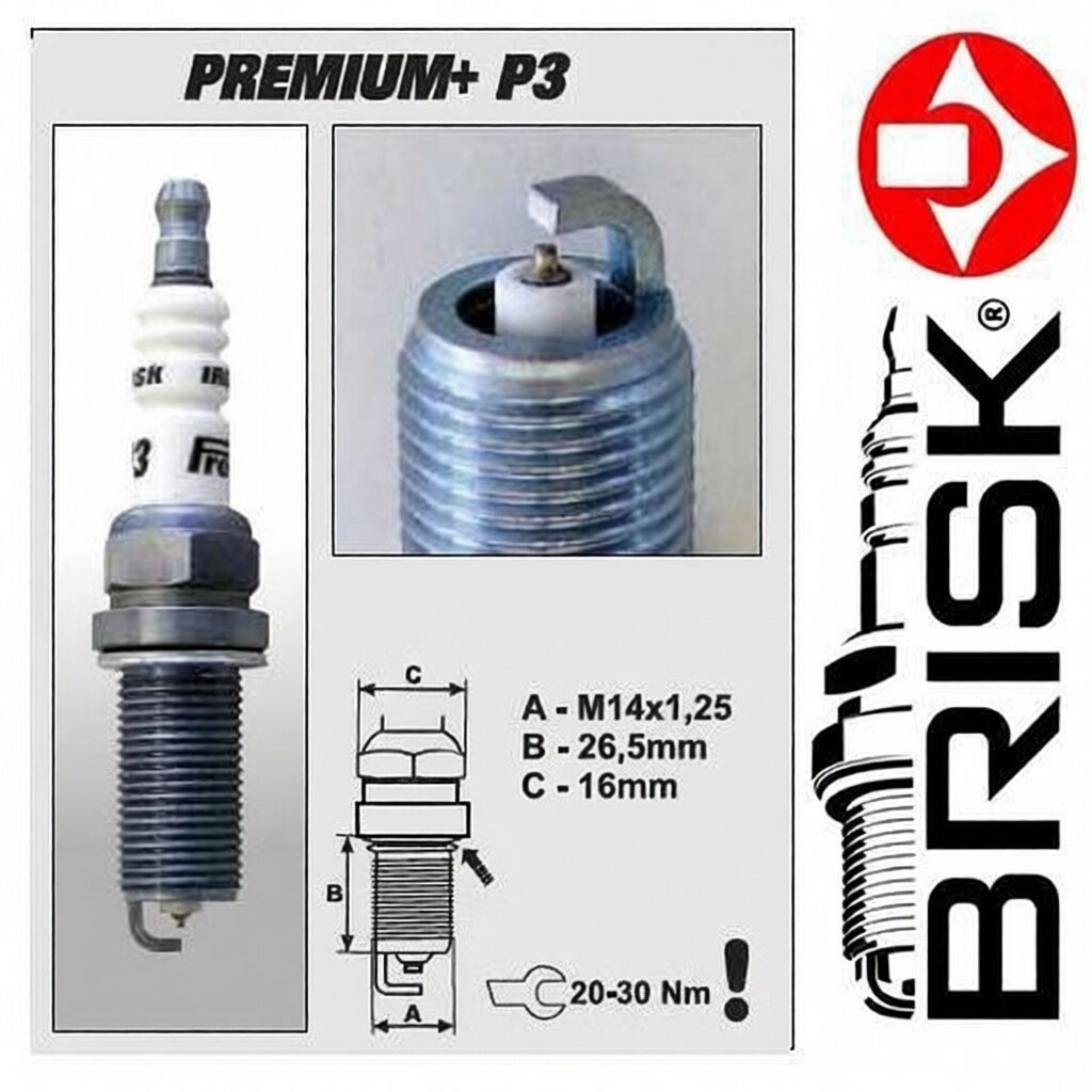 Свеча зажигания IRIDIUM Premium + P3 ER15YIR1 (1621) BRISK арт. P3