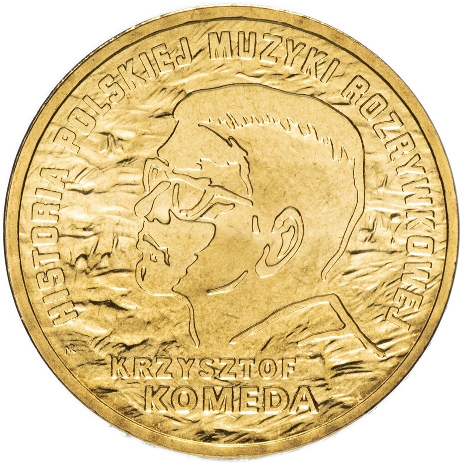 205 Монета Польша 2010 год 2 злотых Кшиштов Комеда Латунь UNC
