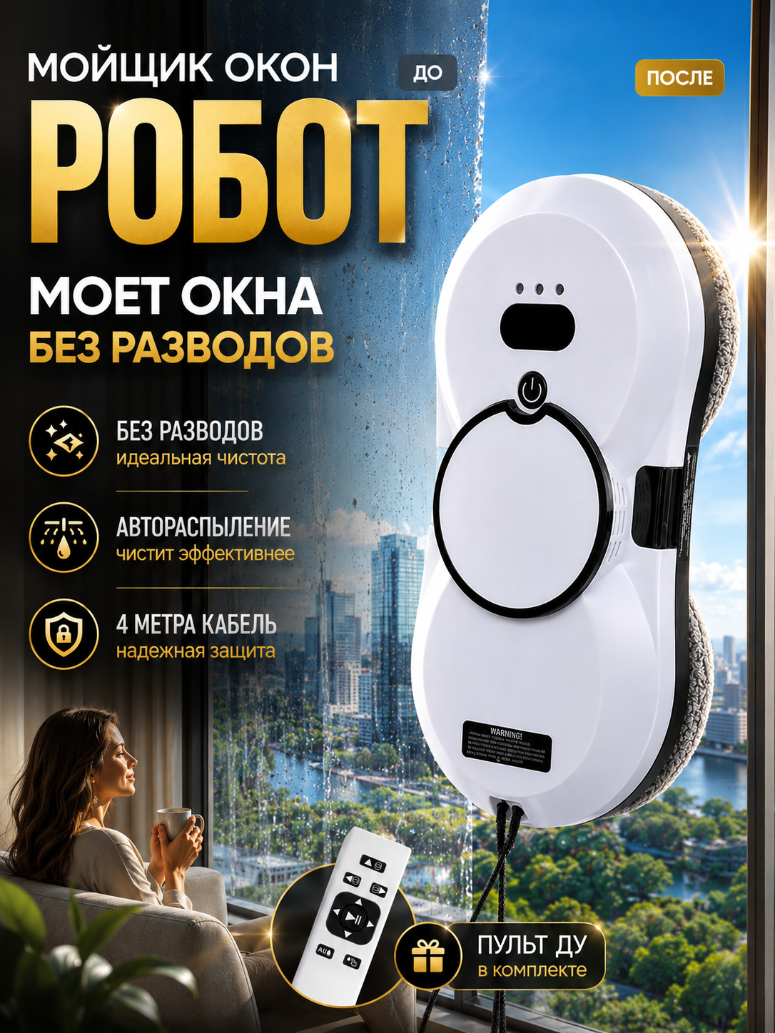 Робот мойщик окон с распылителем