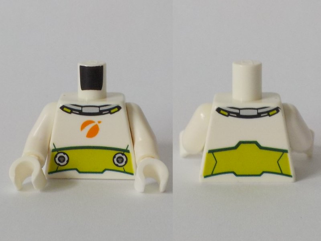 Torso Spacesuit with Lime Wide Belt Pattern / White Arms / White Hands, 973pb3582c01 White U