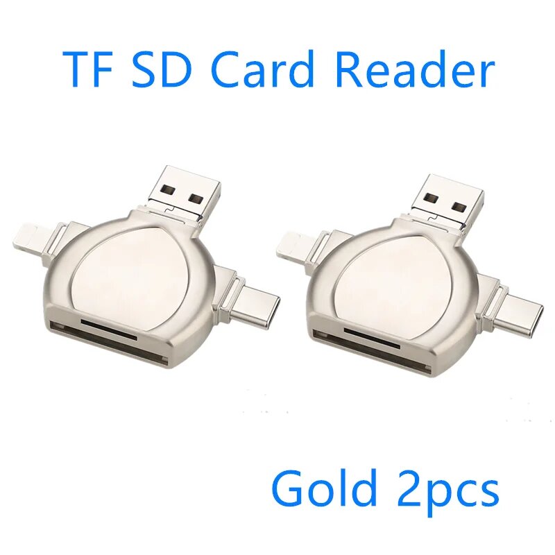 TF SD Card Reader, Gold 2pcs
