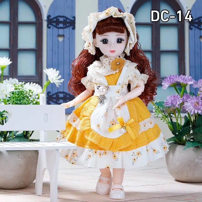 Bjd кукла 30 см Lolita платье Желтый, 18 doll with clothes