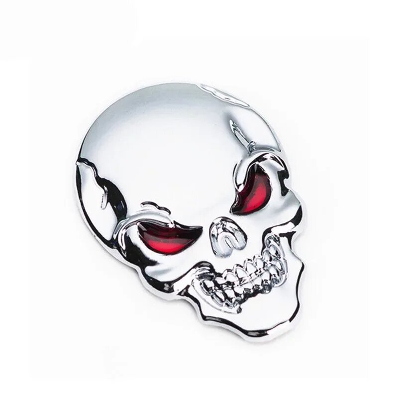 Металлический череп D metal skull silver, автонаклейка