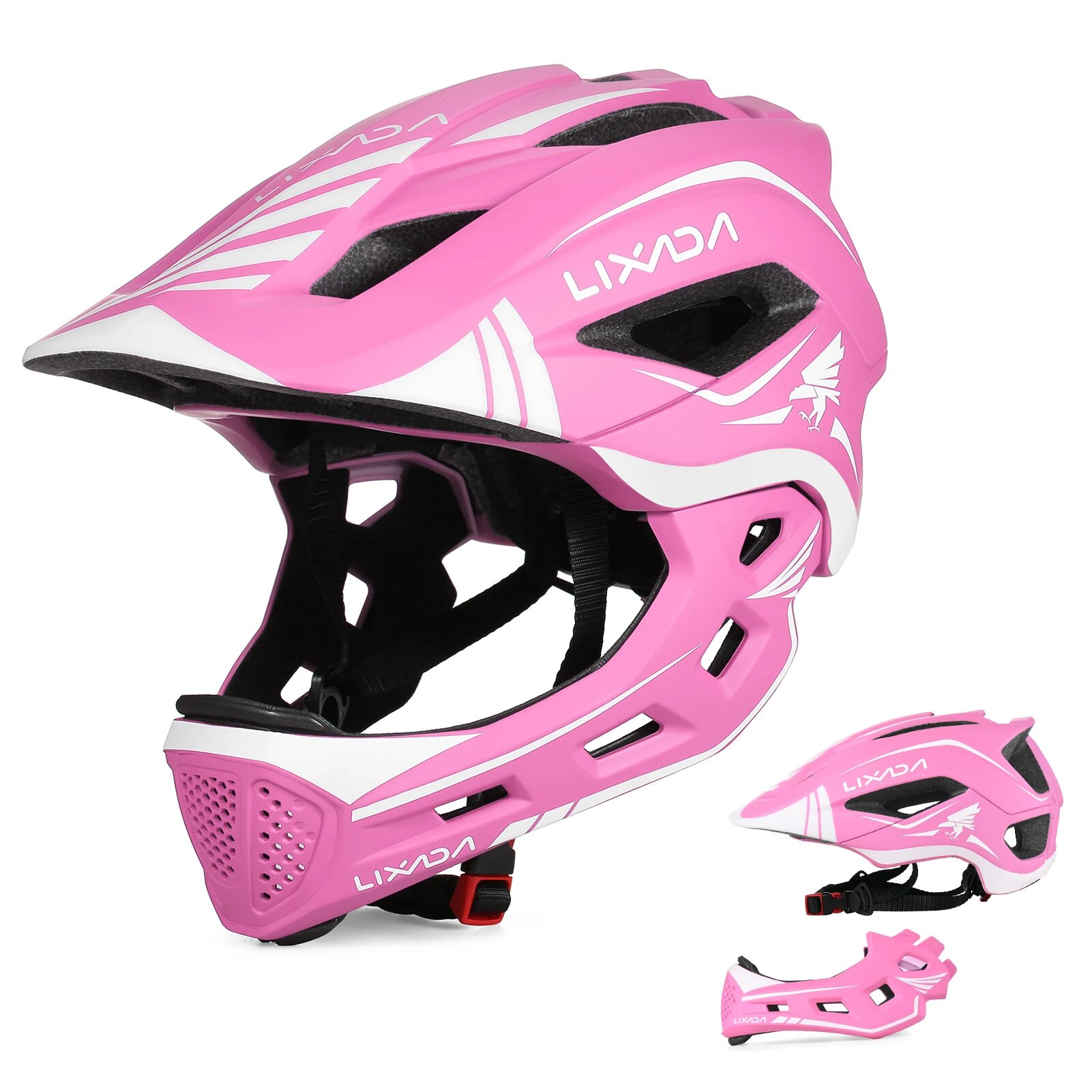 Детский велосипедный шлем Lixada полнолицевой Розовый, Pink