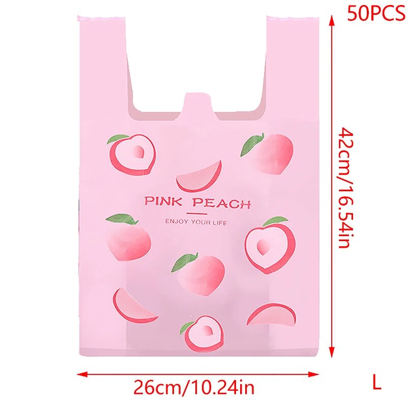 Розовые пакеты с ручками "Pink Peach" 50шт, 42x26см