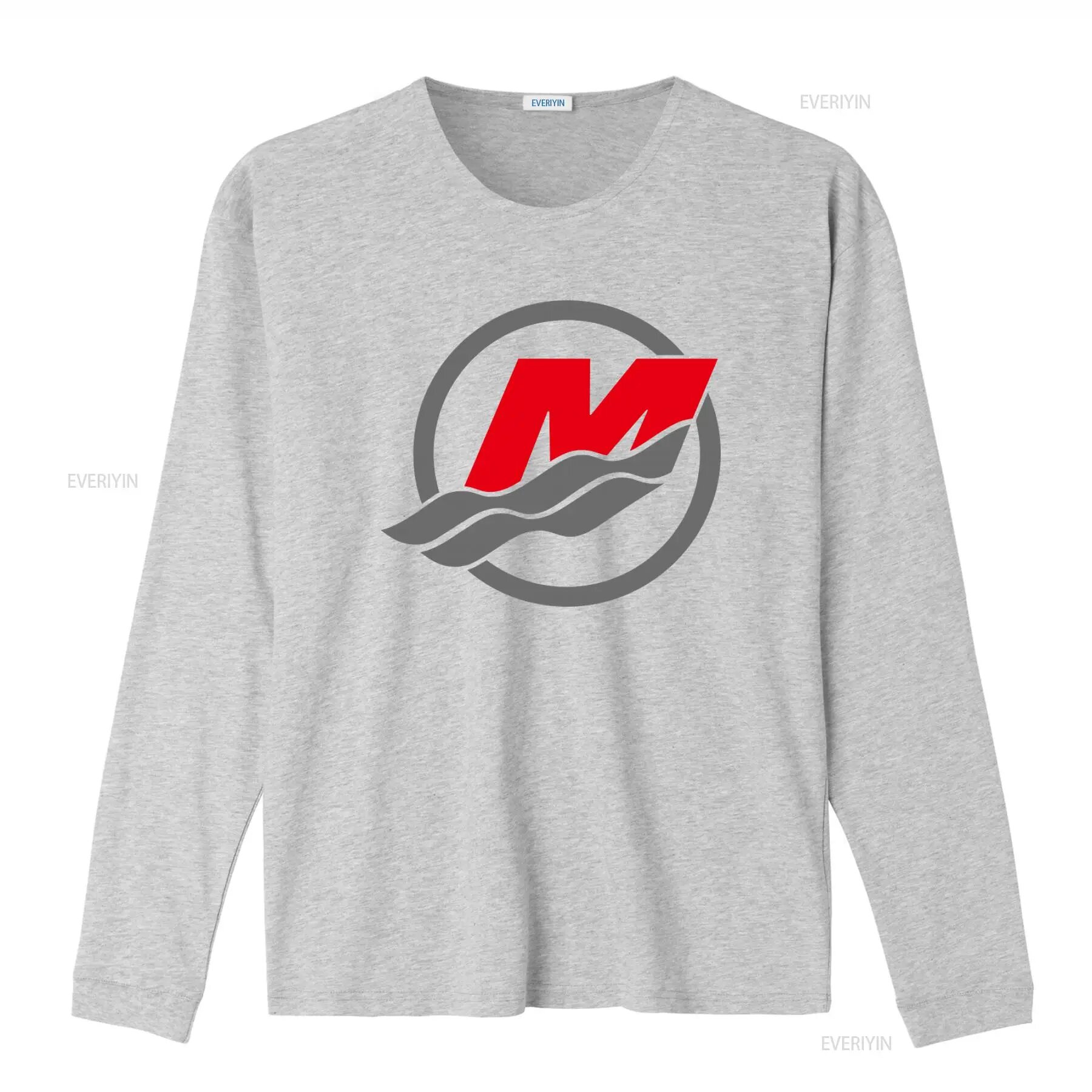 Мужская футболка MERCURY Outboards Marine Engines черная белая винтажная Серый, S, gray long sleeves