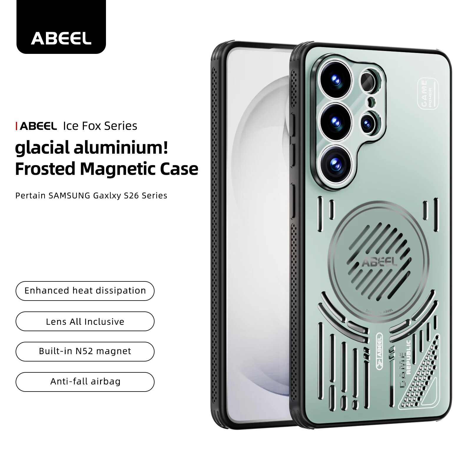 ABEEL Ice Fox, чехол на Samsung Galaxy S25 Ultra, зеленый