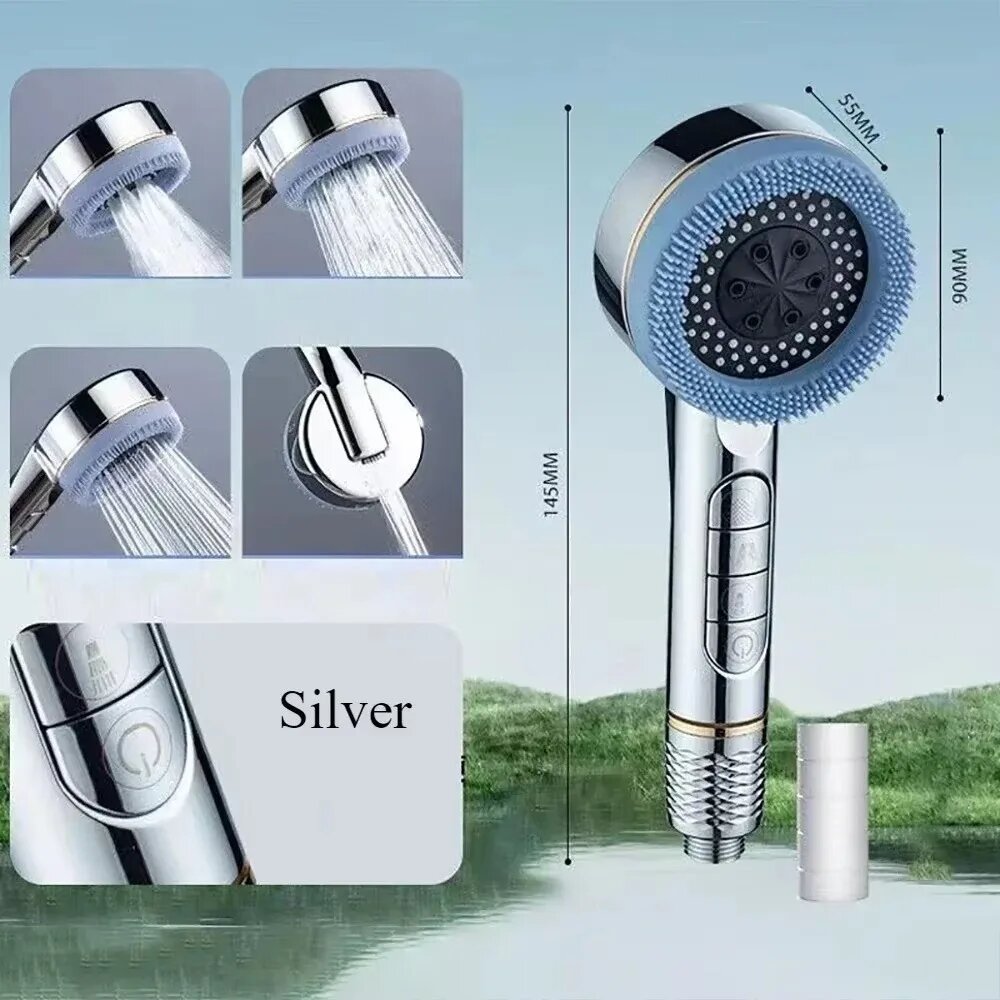 Душевая лейка серебристая, 4 режима, Silver shower