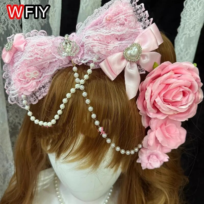Заколка для волос роза жемчуг Harajuku