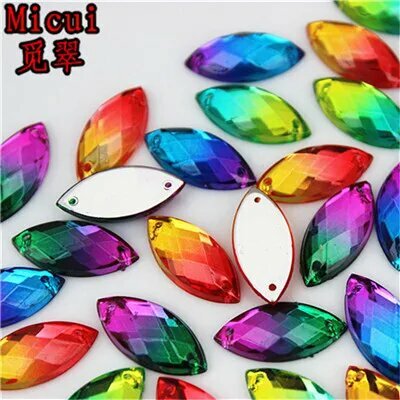 Стразы акриловые Micui конский глаз, Mix color, 30 шт.