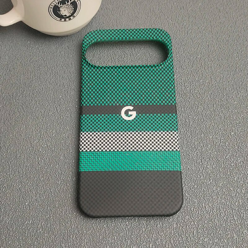 Чехол для Google Pixel 7, Green, Серый, Carbon Fiber