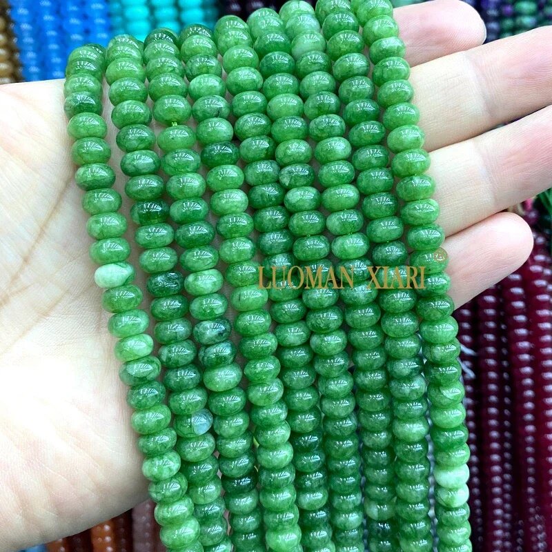 Нефритовые и халцедоновые бусины Rondelle LUOMAN XIARI 5x8 Зеленый, 5x8mm 1pack 34-37pcs, green 032
