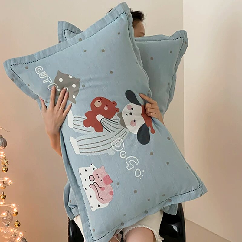 Подушка 48x74 см из хлопка, одиночный комплект, дизайн Dog's Dream, 100% чистый хлопок, мягкий декор для дома