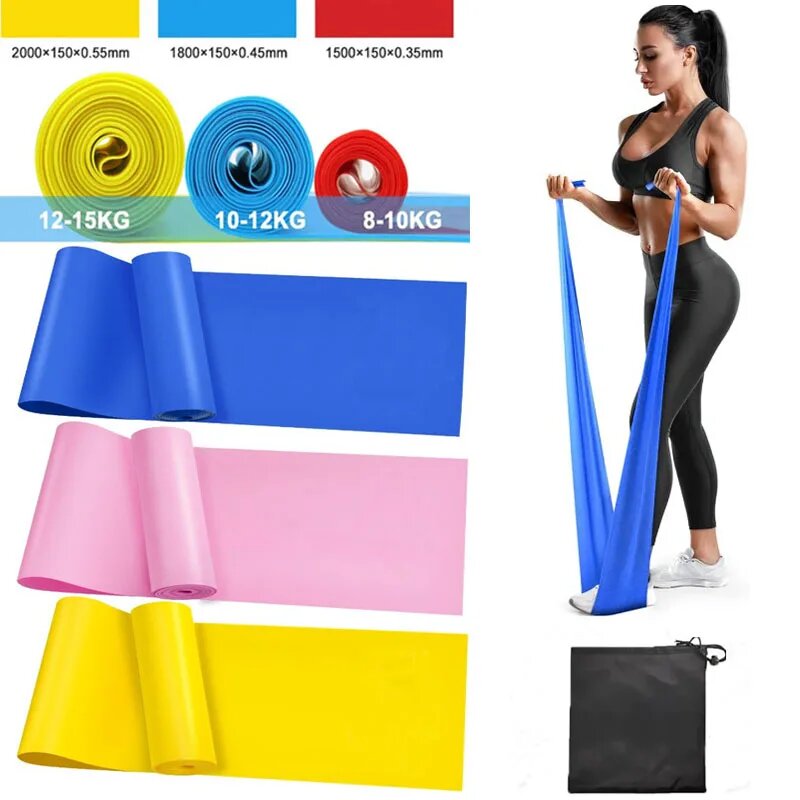 Синий эспандер для фитнеса 1500x150x0.35mm, Resistance: 8-10kg