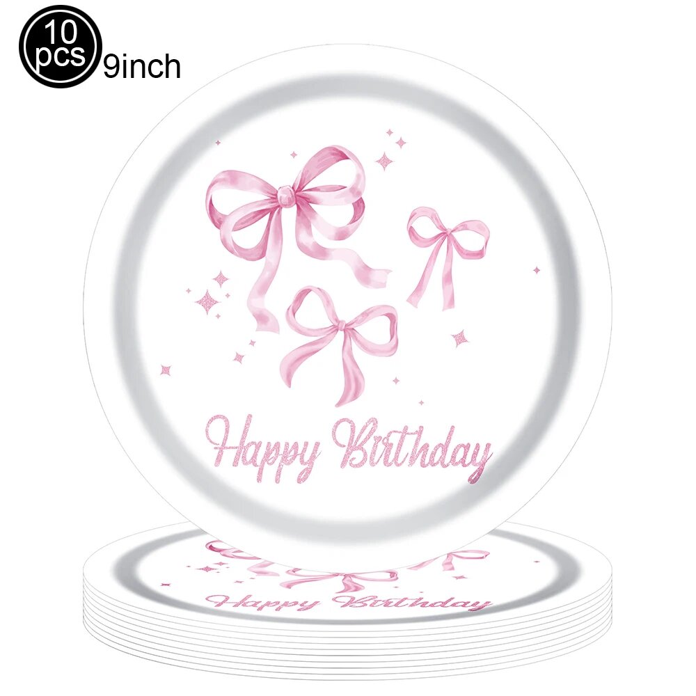 Гирлянда с бантами PartiesTour Розовый, 9inch plate