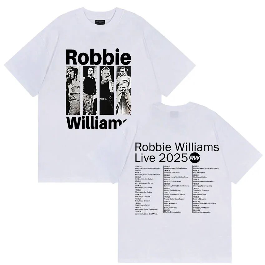 Футболка Robbie Williams Live 2025, Белый, M