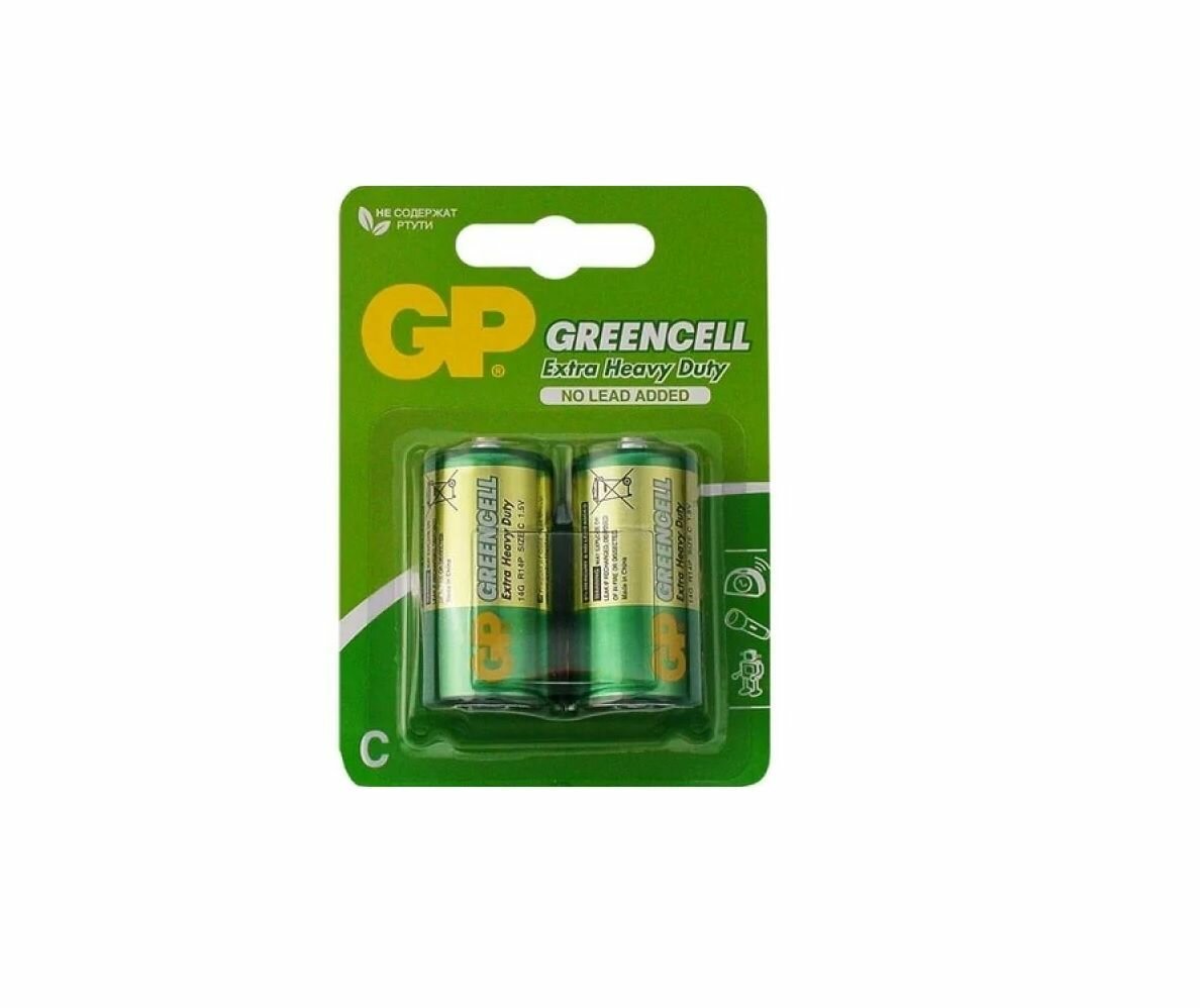 Батарейка солевая GP GreenCell 14G C - 2 шт, в блистере
