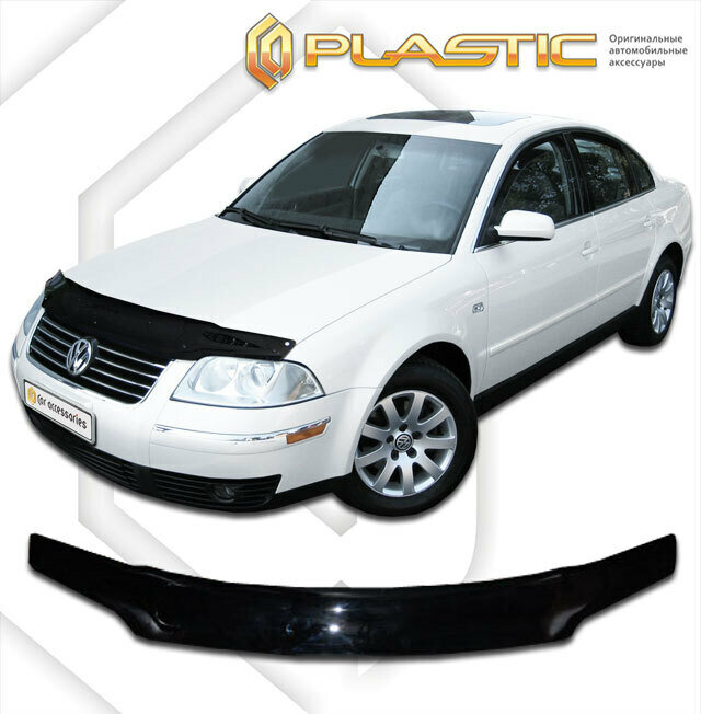 Дефлектор капота Volkswagen Passat 2001-2005 Черный глянцевый СА Пластик