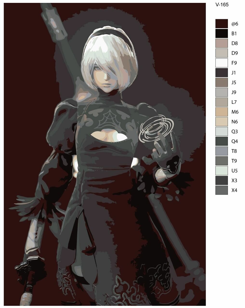 Картина по номерам V-165 "Игра Nier Automata. 2B" 40х60