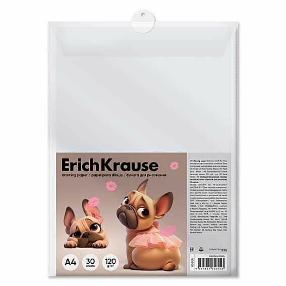 Бумага для рисования А4 30л Erich Krause "Френч", 65605 в пластиковой папке
