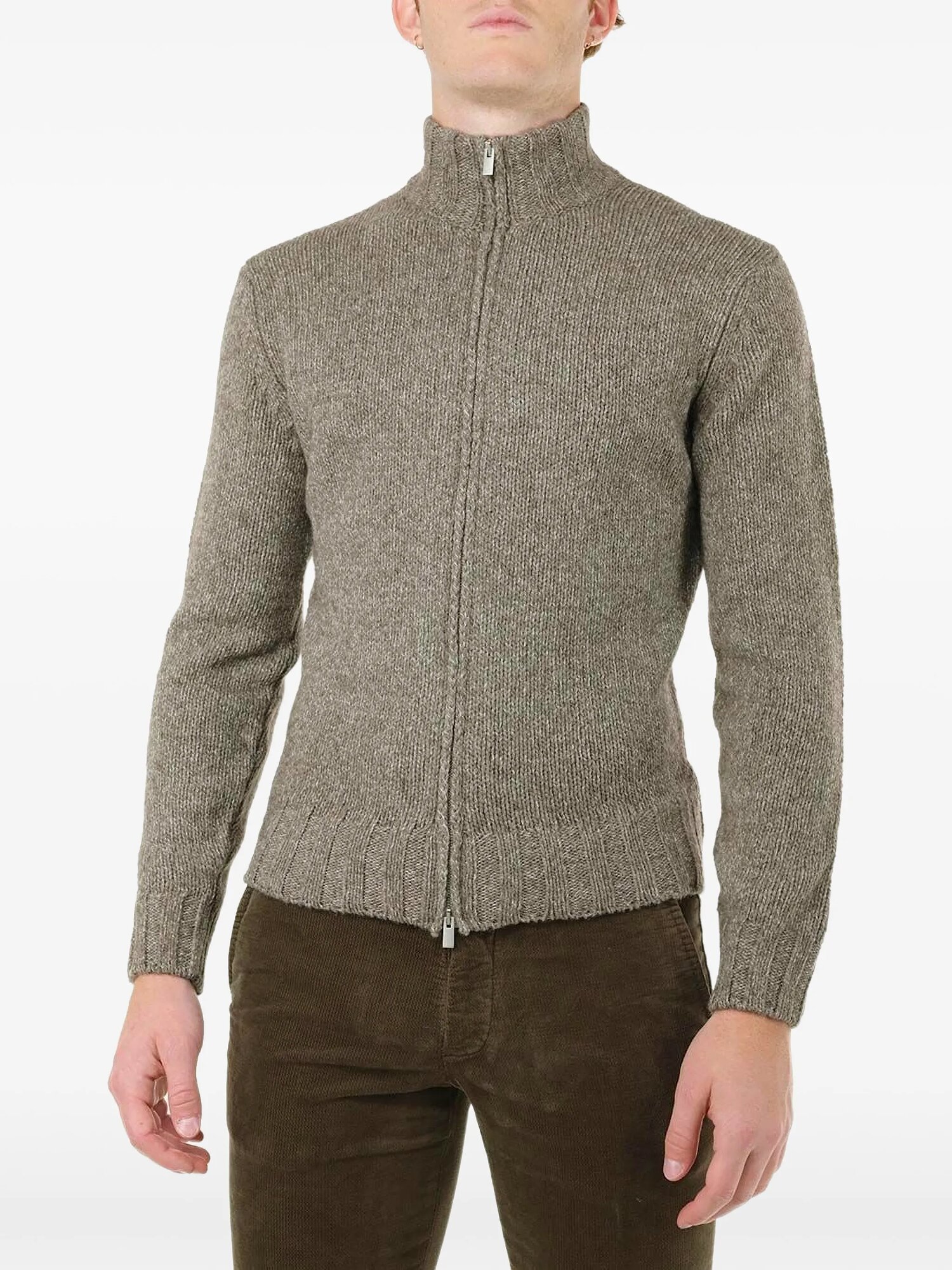 Свитер al duca d'aosta Zip-up high-neck sweater, размер 54, , коричневый — фото 1