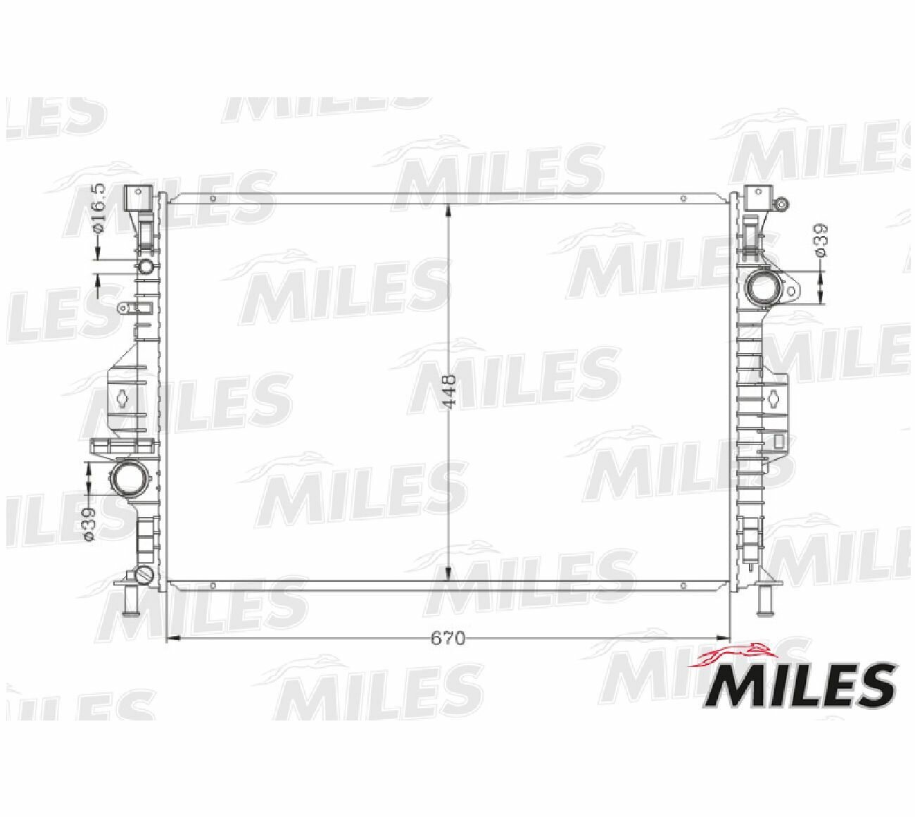 Радиатор FORD MONDEO IV 2.0D/2.5D/4.4/3.2/2.5/2.4D/3.2/2.4D, MILES ACRB081
