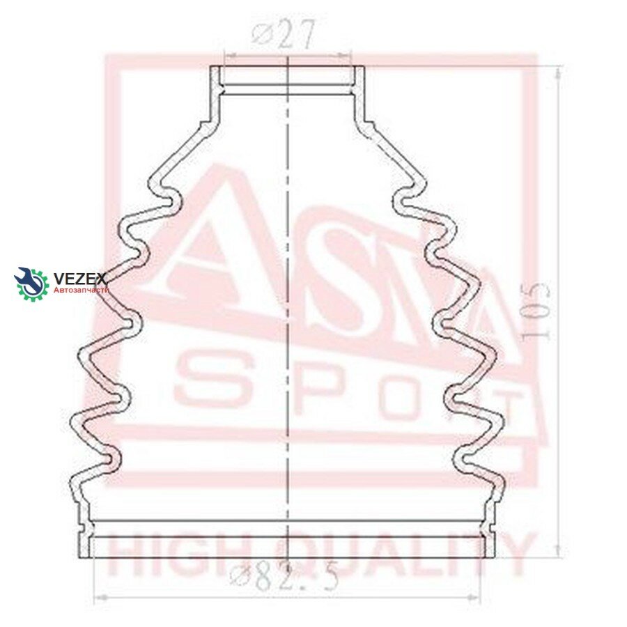 ASVA ASBT-ZZE15 пыльник ШРУС O/B (25x82x103) комплект [12] ASBTZZE15