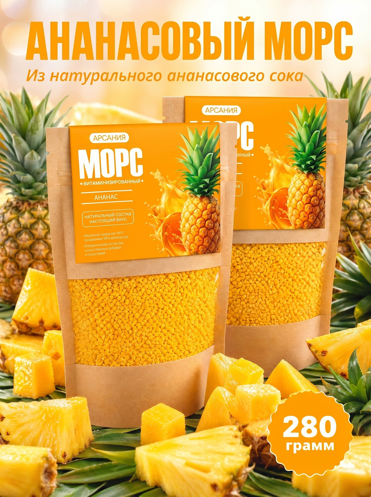 Морс Ананас в пакетике 280 гр сухой концентрированный основа концентрат для напитка с витаминами