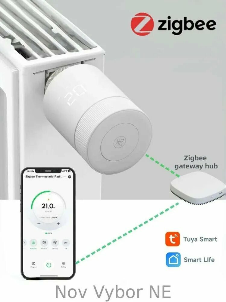 Умный термостатический клапан Tuya ZigBee3.0, домашний радиатор, контроллер термостата TRV, работает с Alexa, Google Home и Alice