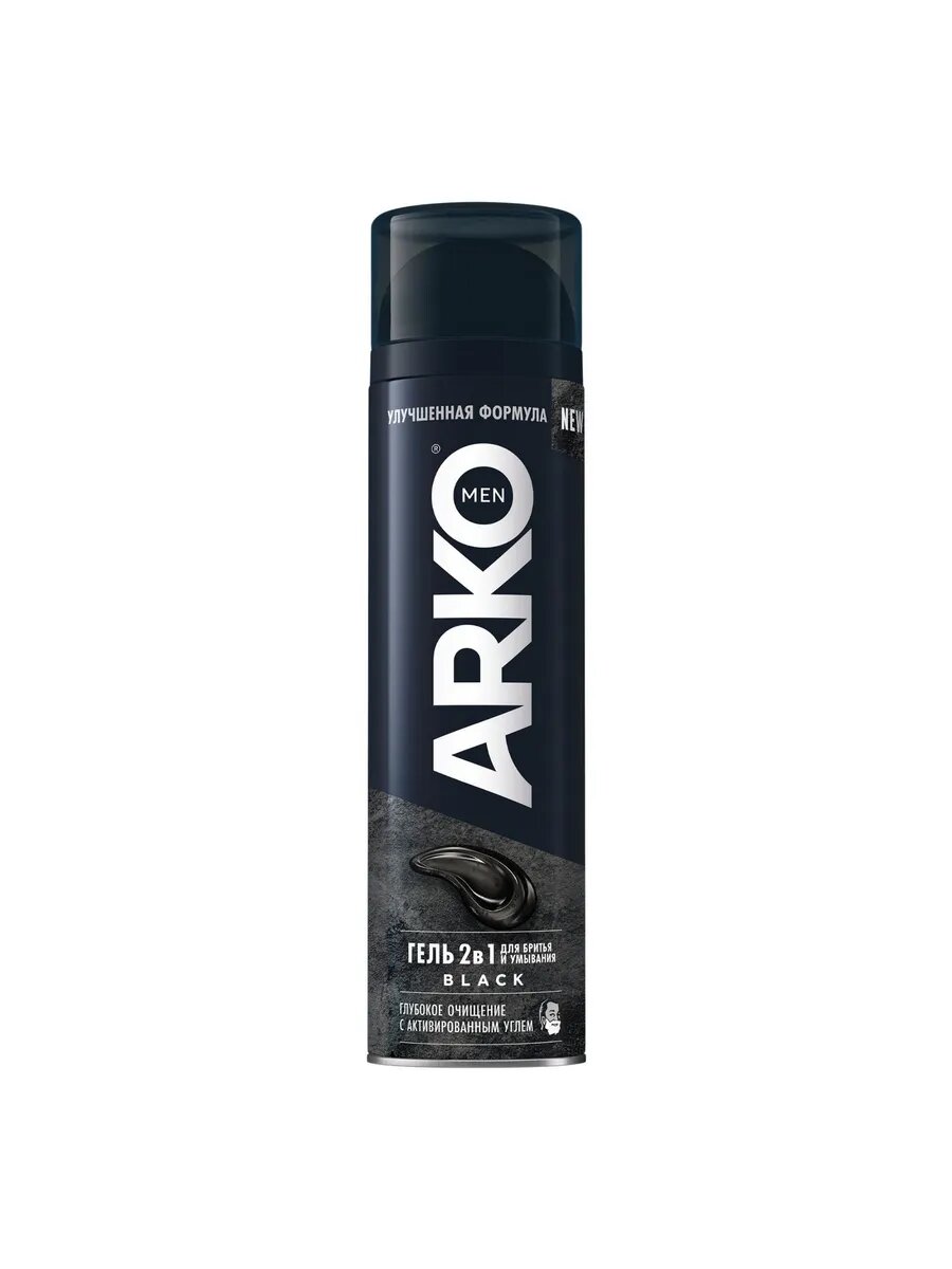 Гель для бритья Arko Men Black 2 в 1 с активированным углем