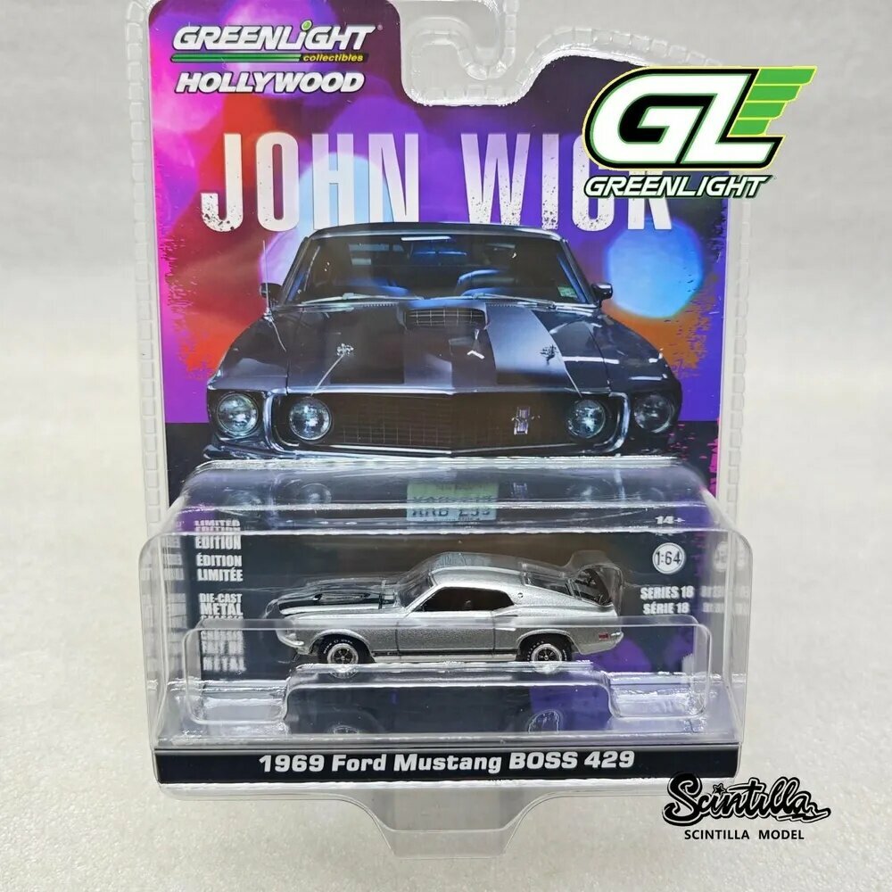 Машинка GREENLIGHT collectibles 1/64 #Hollywood John Wick 1969 Ford Mustang Boss 429-01 Литой под давлением автомобильной модели